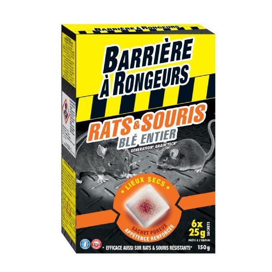 Appât rats et souris sur céréales - 150 g (6 sachets de 25 g ...