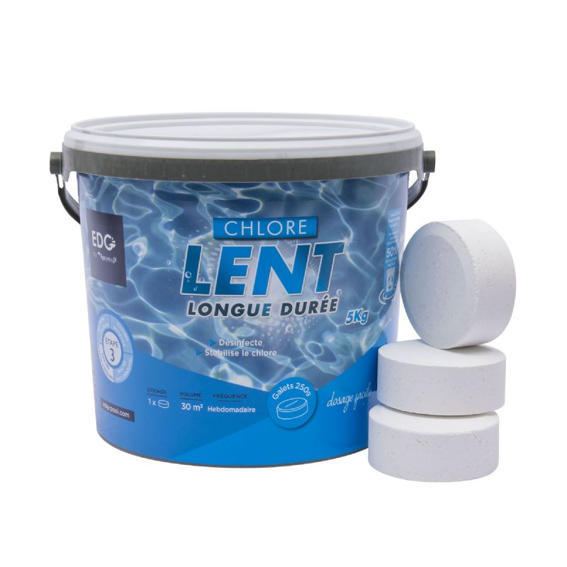 Chlore lent 250g en galet 5 kg - Provence Outillage