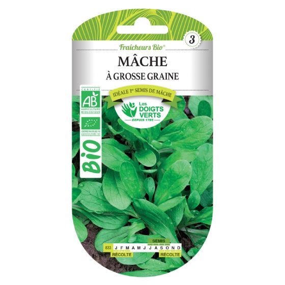 Graines de mâche à grosse graine BIO Les Doigts Verts - Provence Outillage
