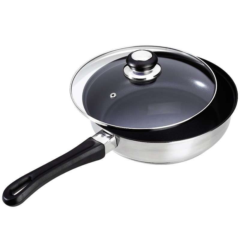 Poêle inox avec couvercle diamètre 24cm - Provence Outillage