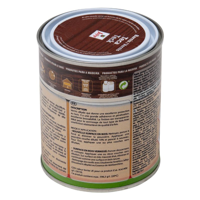 Vernis synthétique teinte teck brillant Jafep - Provence Outillage